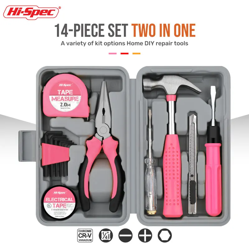 13 Pieces Psc High Quality Pink Tools Set Box Women Lady Tool Kit Sets ...