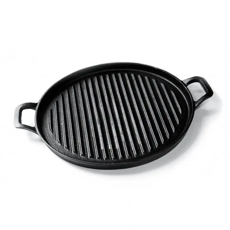 Pre-seasoned Round Cast Iron Griddle Pan 12 Inch Non-stick Skillet ...