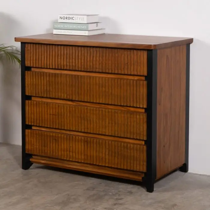 Felix simple chest of drawers made of solid teak wood with 4 drawers ...