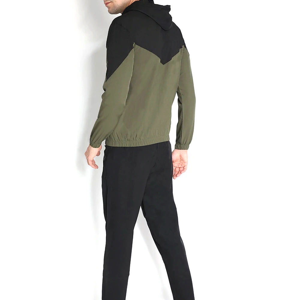 Black Olive-green Color Blocked Tracksuit Customized Training Wears Men ...