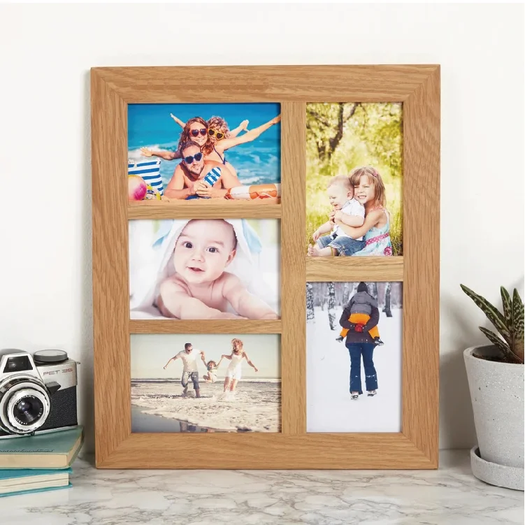 Handmade Solid Oak Multi 6"x4" Wedding Day Wood Collage Frame - Buy ...
