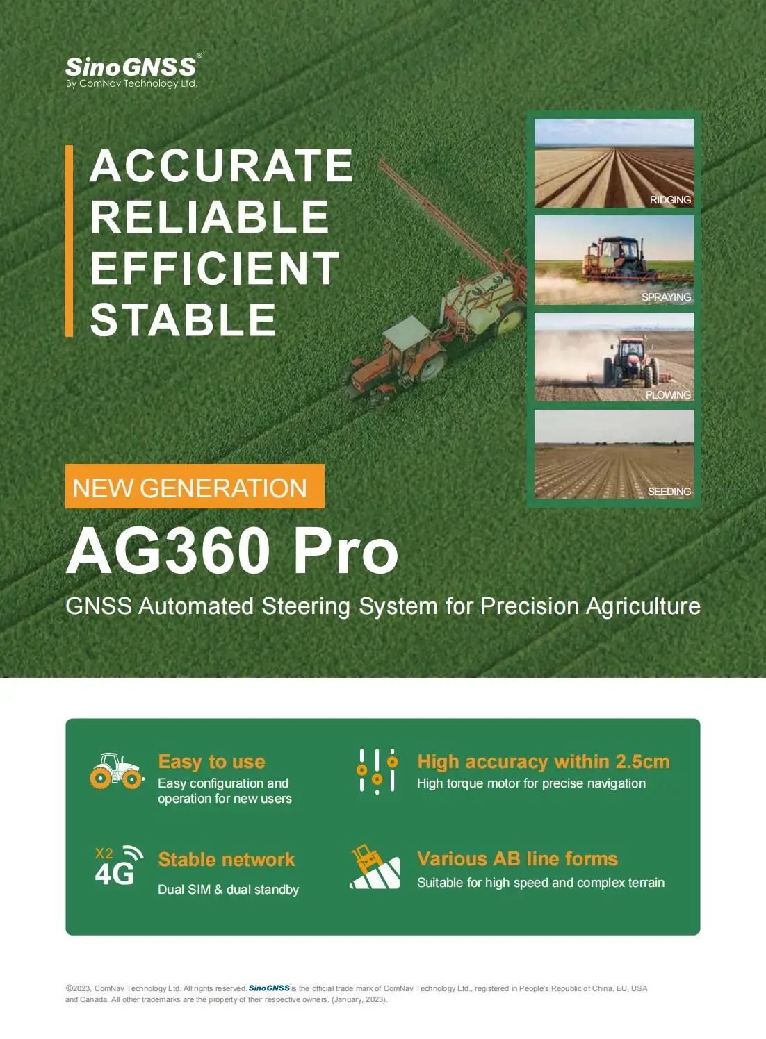 Sinognss Ag360 Tractor Gps/gnss Auto Steering System Gnss Agriculture System Gps Navigation ...