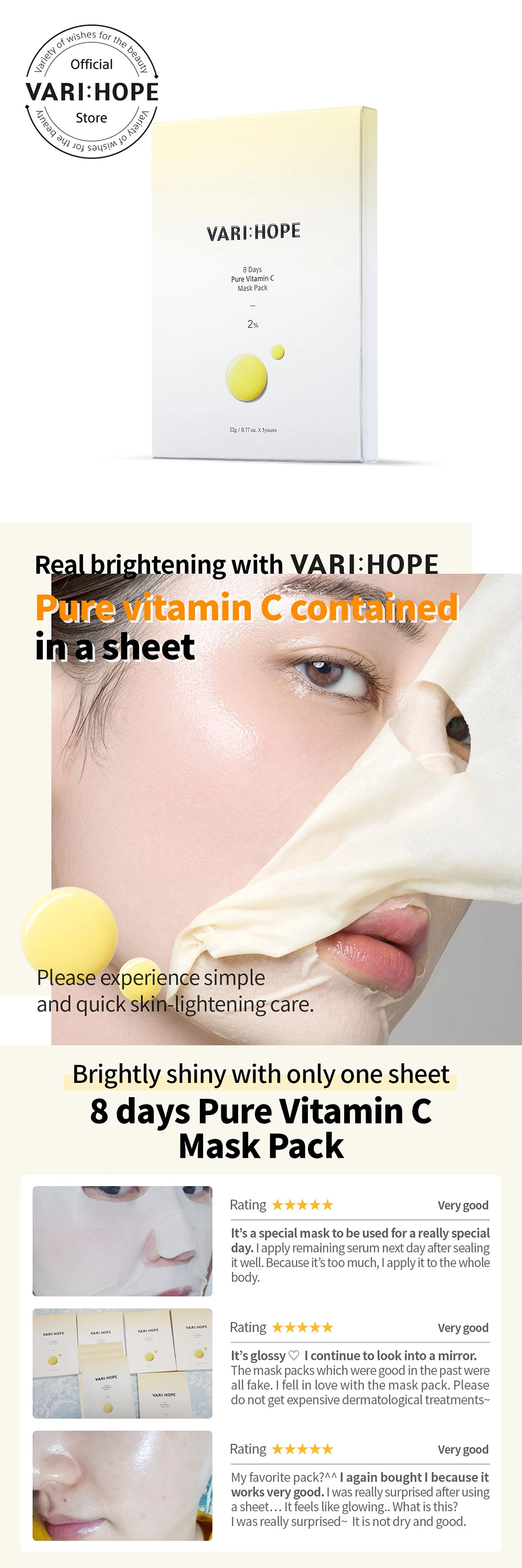 Mask Facial Vitamin C Korea Skincare Calming Freckle Brightening Skin ...