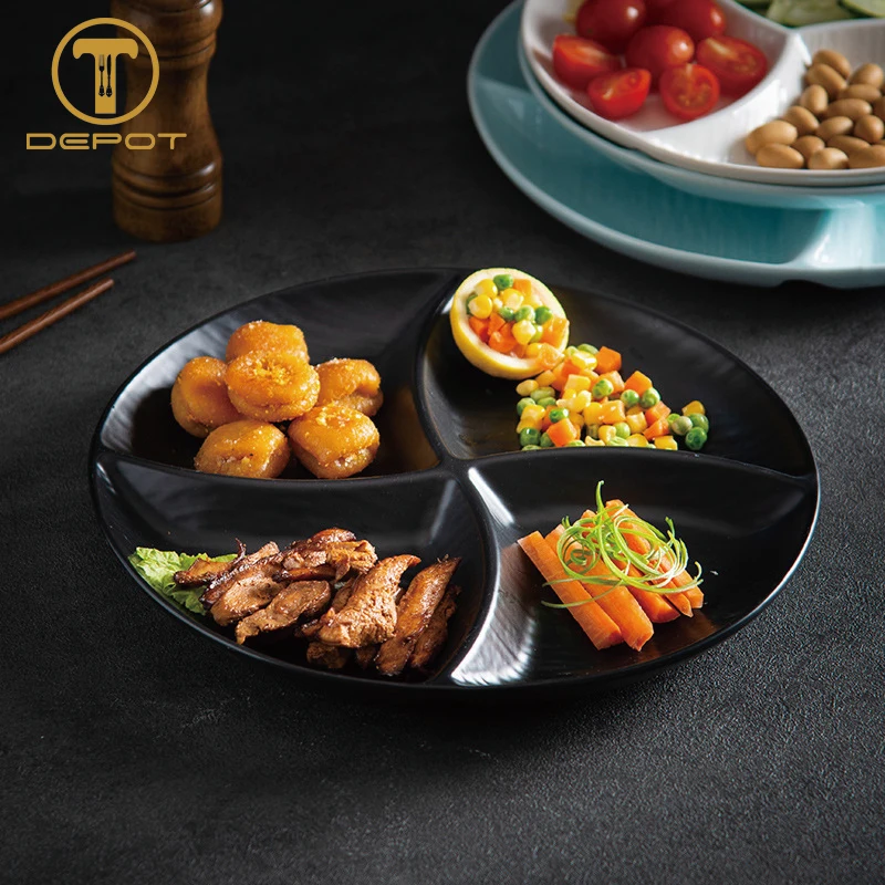 Fruit Platter Tray Divided Into 3 Compartments Ceramic Bowls Set Fo 4 ...