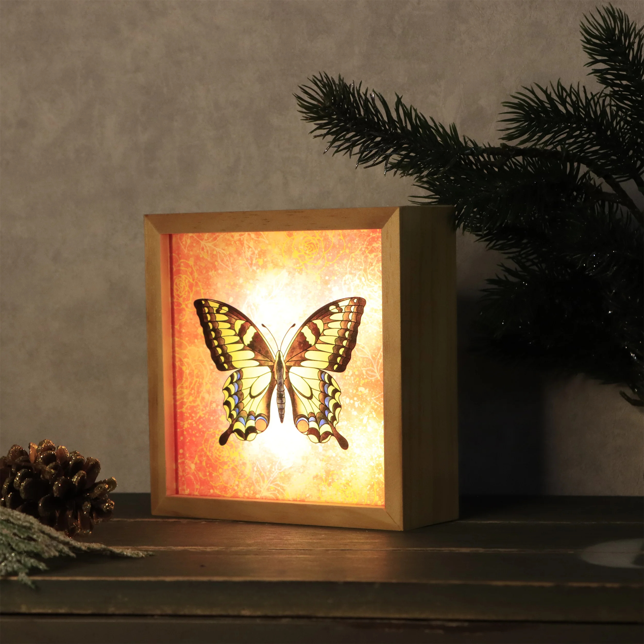 Decorative Stained Glass Photo Frame Lamp with Real Glass Panels and ...