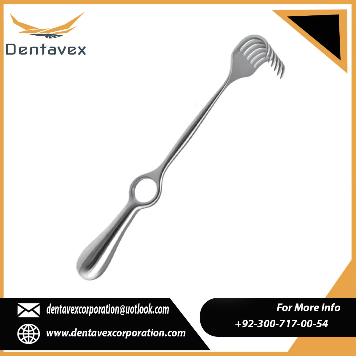 Krasky Retractor 11 Curved Blade 2 X 1 With 6 Sharp Prongs Finger Grip ...