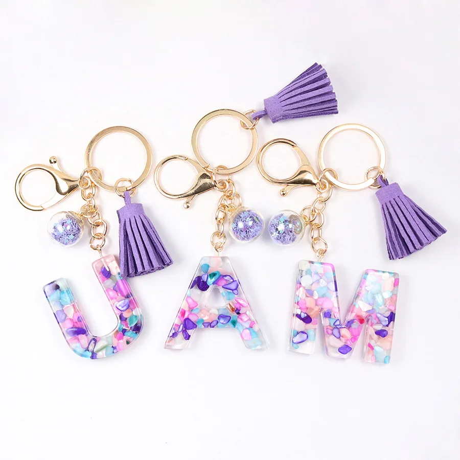 Colorful Resin Letter A-z Keychains Women Men Acrylic A To Z Letter ...