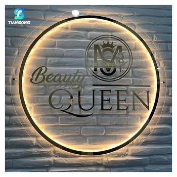Custom Storefront Studio Illuminated Salon Sign Round Acrylic Metal ...
