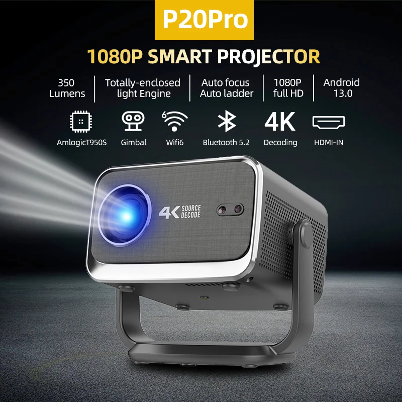 P20 Pro Smart Mini Projector 5G Dual Band WiFi Bluetooth 5.2 HD 1080P ...