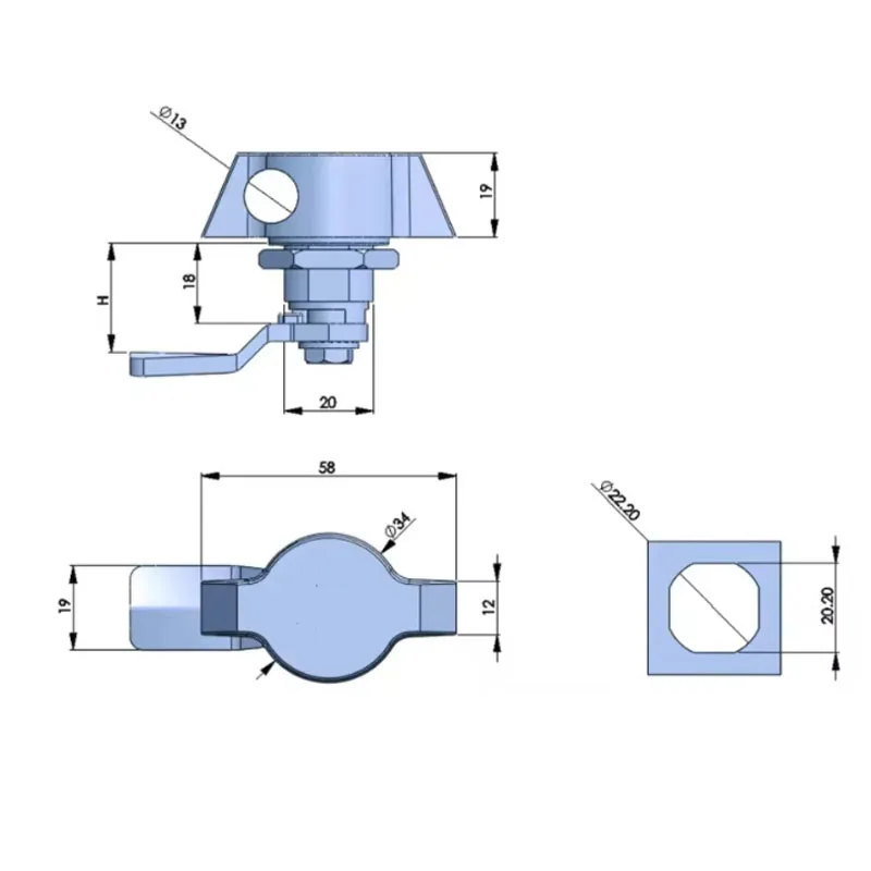 Industrial Cabinet Quarter-Turn for Padlock Stainless Steel Padlockable ...