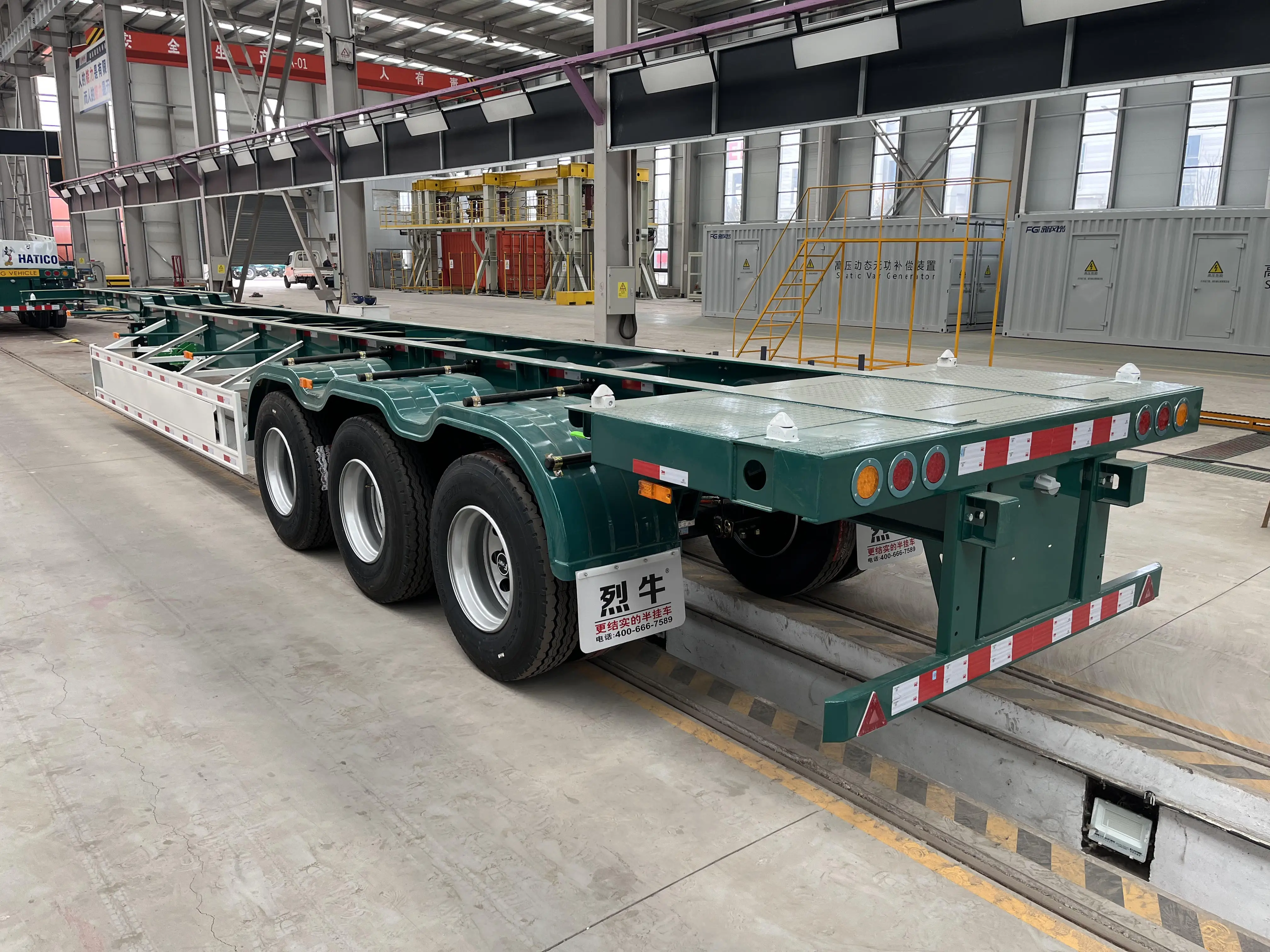 High Strength 3 Axle Skeleton Semi Trailer High Productivity Skeleton ...
