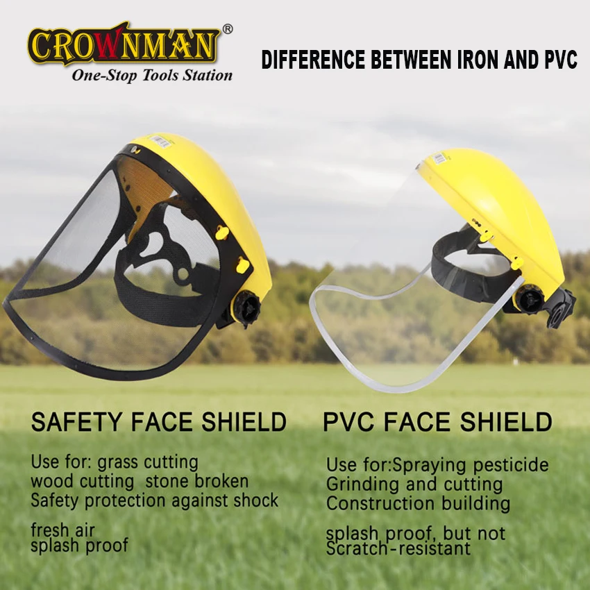 CROWNMAN PPE Professional Safety Face Shield - High-density Black Iron ...