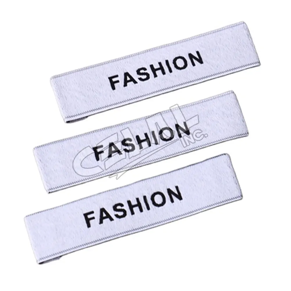 White Color Woven Brand Name Clothes Labels Logo Custom Clothing Label ...