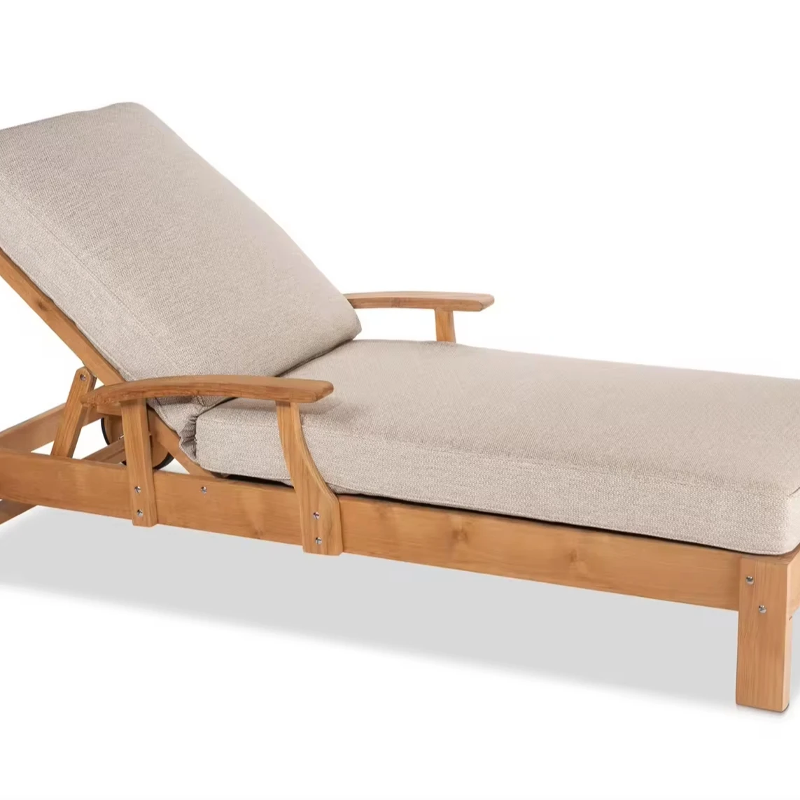 Luxury Solid Teak Wood Sun Lounger Modern Design Chaise Lazy Beach Bed ...