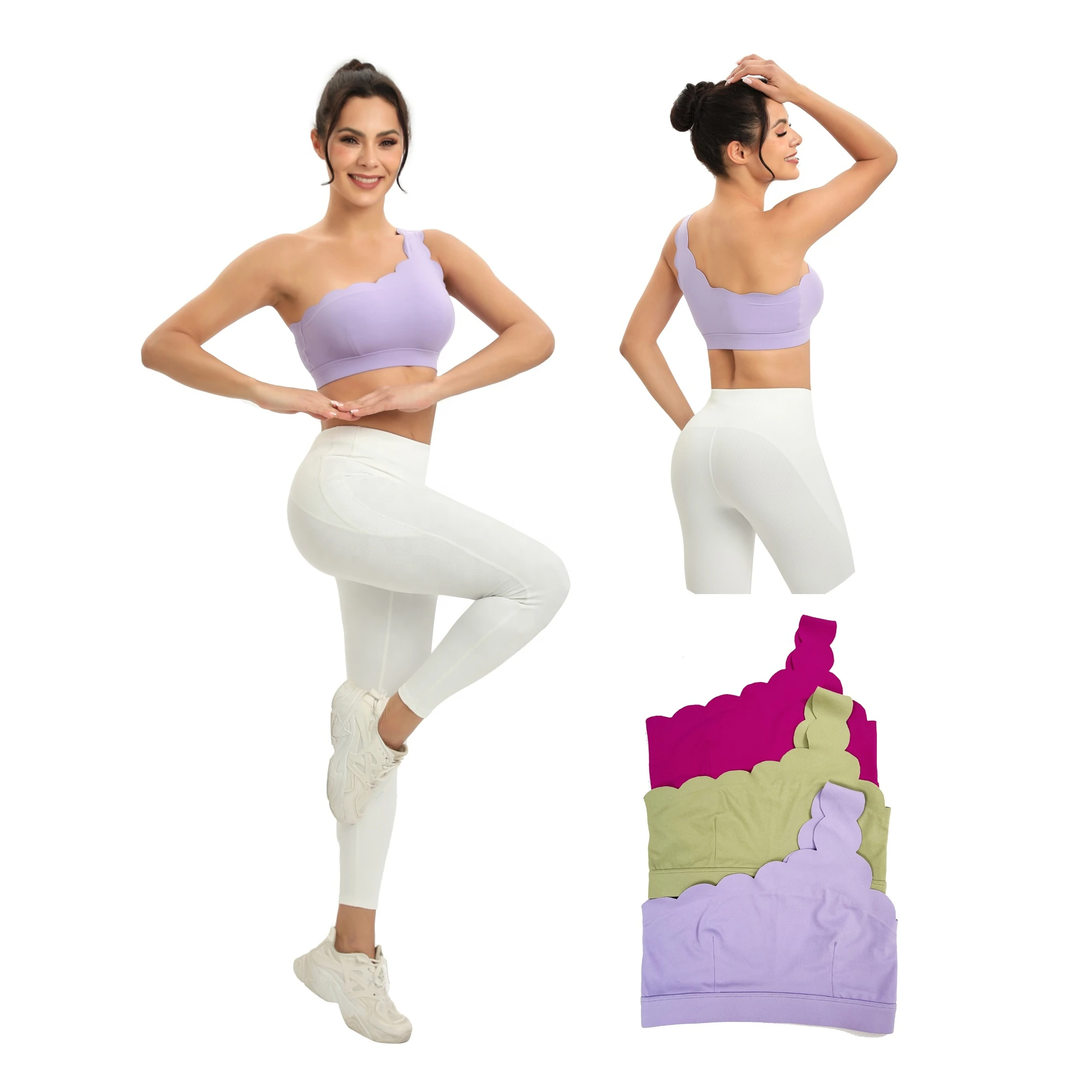 2023 Women Yoga Fitness Bra Crop Tops Unique Design One Shoulder Sports Bra Custom Made Custom ...