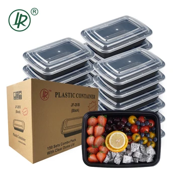28oz 1 Compartment Black Rectangular Reusable 150-pack Meal Prep ...