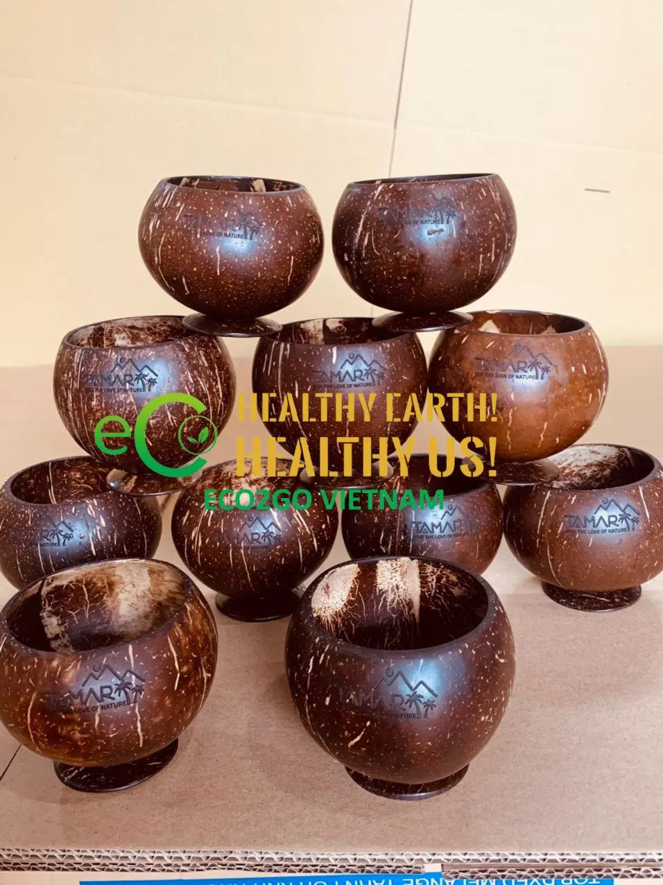 Reusable Natural Coconut Shell Cup / Organic Coconut Coffee Cup With ...