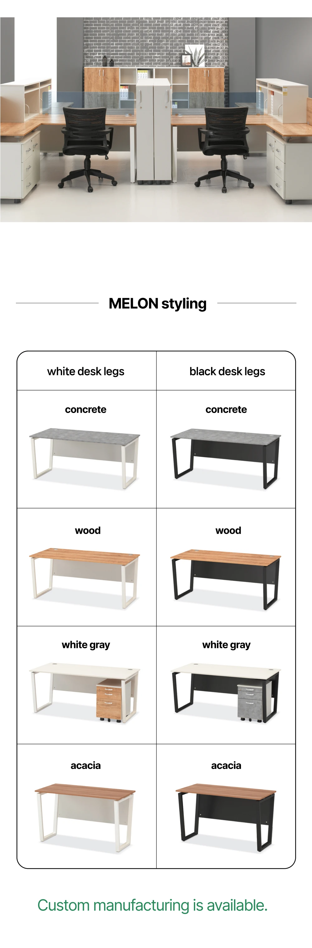 Korean Melon Desk 1200-1800mm Modular Office Table with Anti-Scratch ...