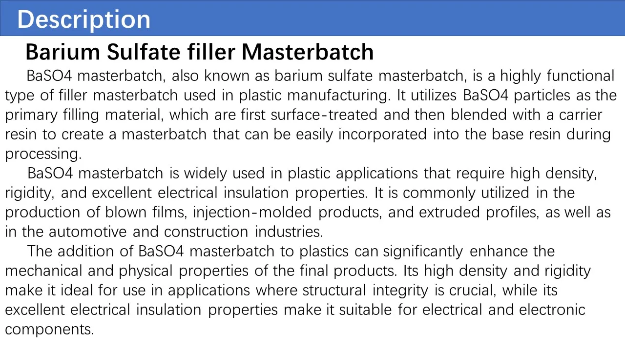 Barium Sulfate Filler Masterbatch - Buy Barium Sulfate Filler Color ...
