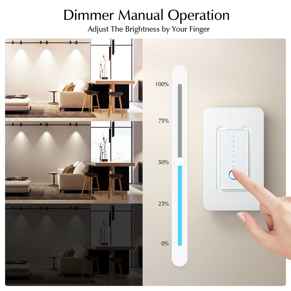 Us Standard Smart Lighting Dimmer Switch,Tuya Smart Life Wifi Dimmer ...