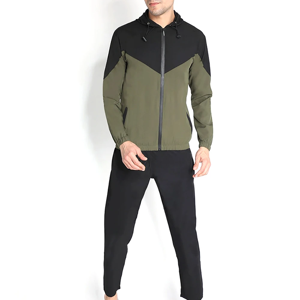 Black Olive-green Color Blocked Tracksuit Customized Training Wears Men ...