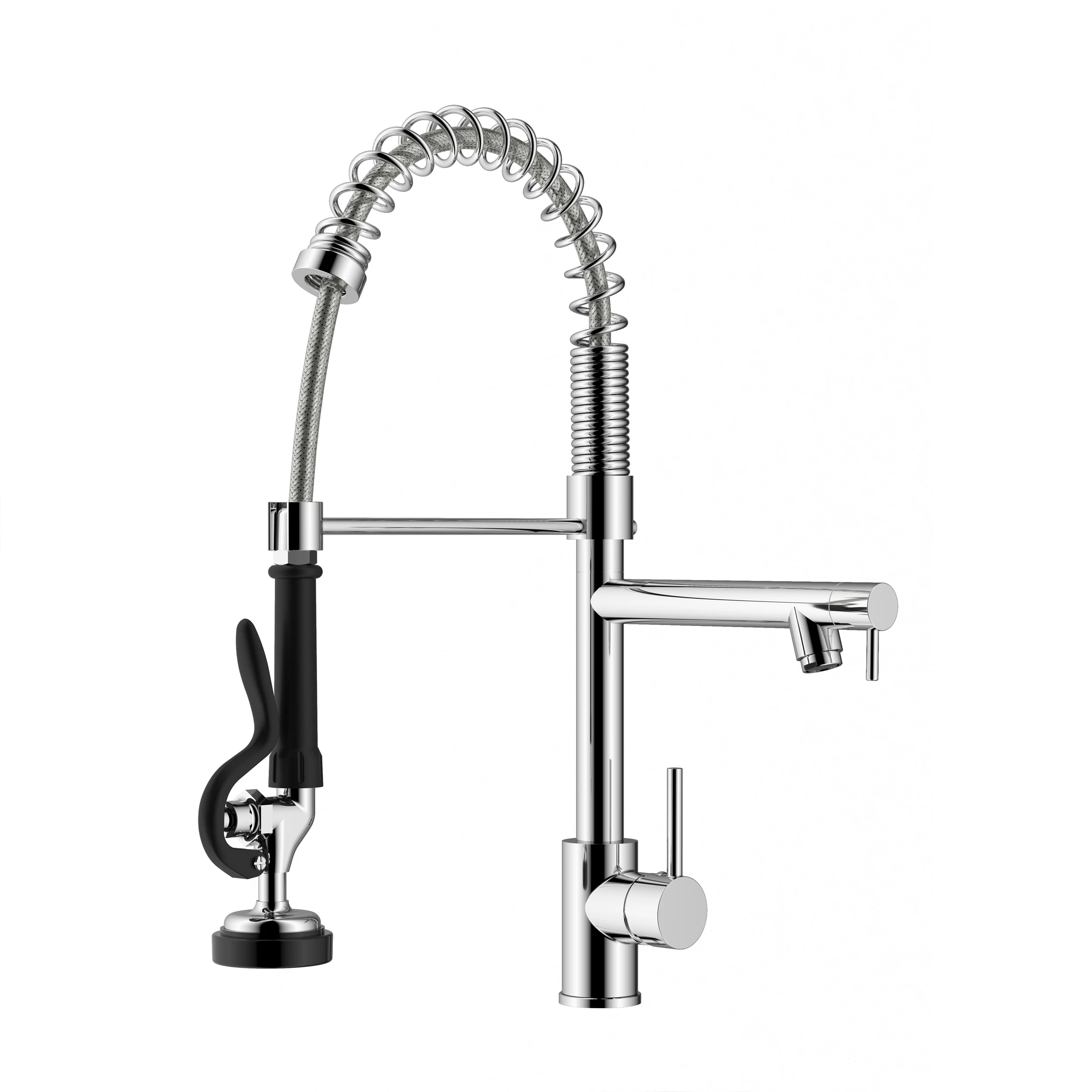 HAIJUN Single Lever Kitchen Sink Faucets Commercial Style Stainless Steel Single Handle Water ...