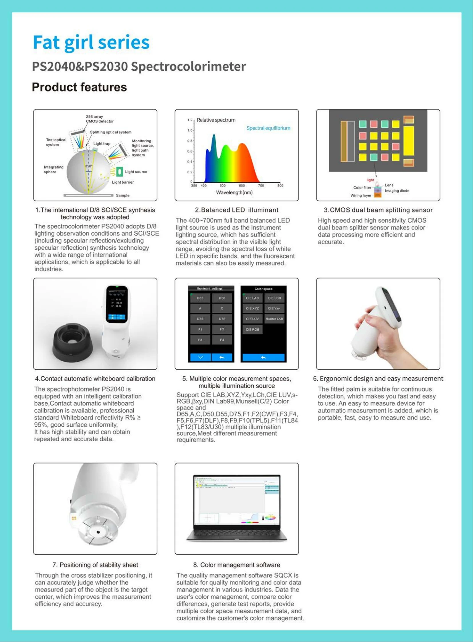 Ps2040 3nh Spectrophotometer Color Measurement Portable Handheld ...