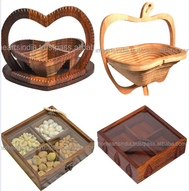 Attractive Design Wooden Dry Fruits Basket Handmade Customized Shape ...