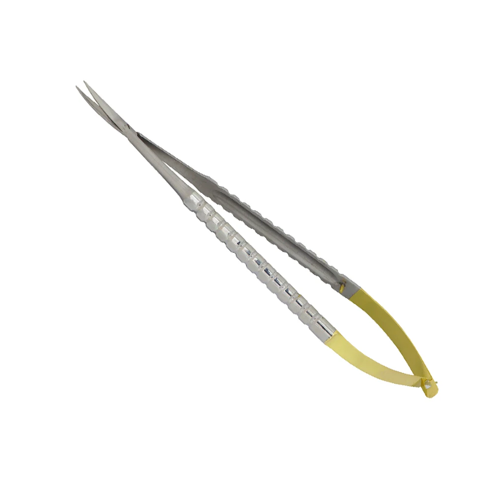 Stainless Steel Scissor Spring Action Scissor 4.5" Half Gold Curved ...