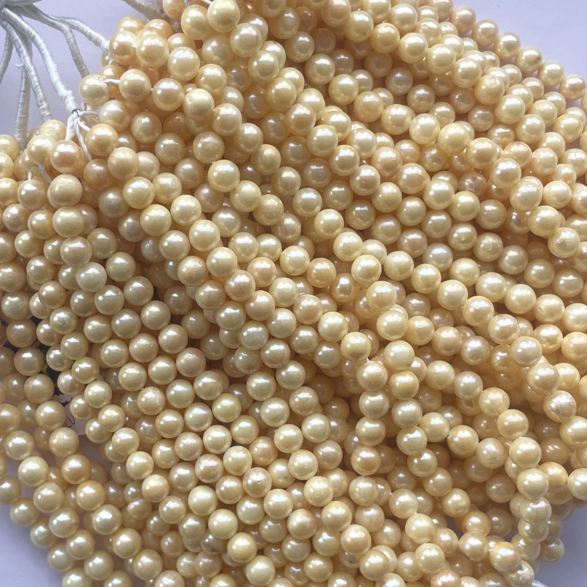 7mm 8mm Natural Yellow Golden Freshwater Pearl AAA Grade IGI Certified ...