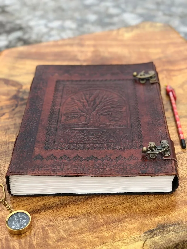400 Pages Extra Large Leather Journal Embossed Tree Of Life Writing ...