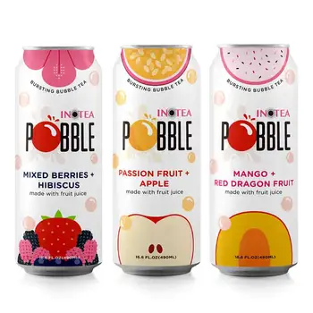 490ml Popping Boba Mango + Red Dragonfruit Bursting Boba Bubble Tea ...