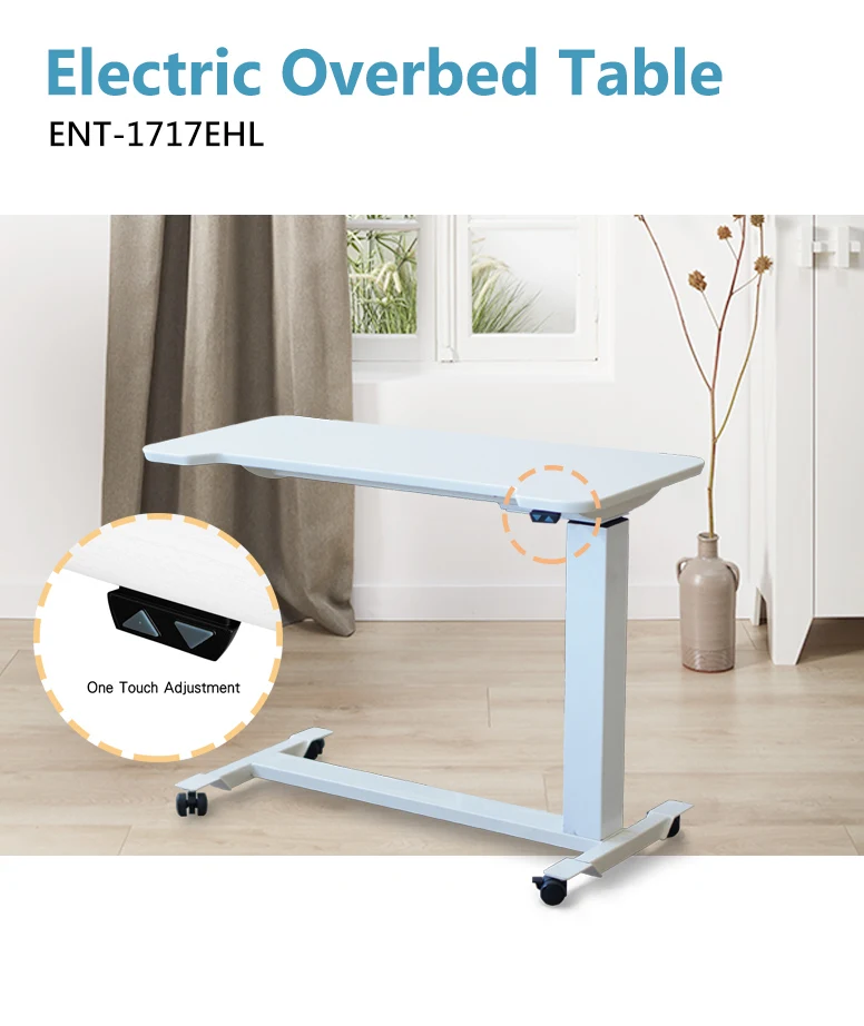 Adjustable Patient Overbed Movable Bedside Table Low Profile Overbed ...