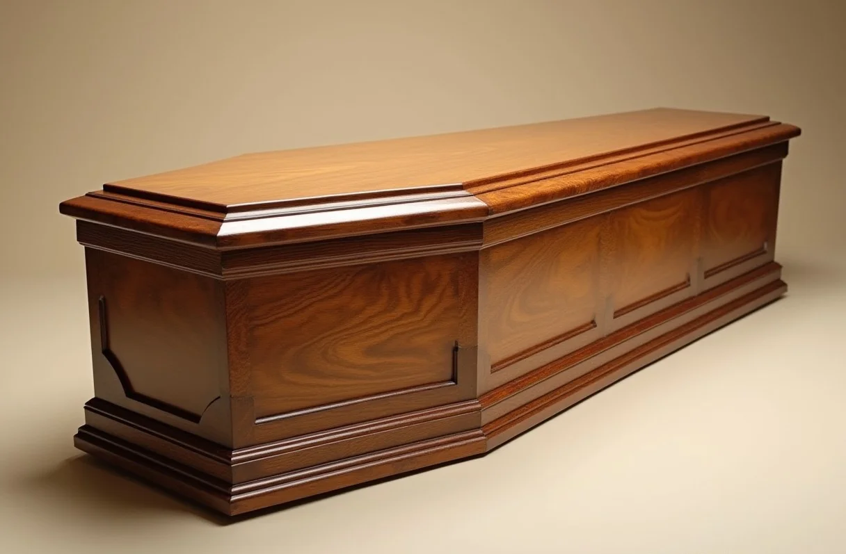 Solid Wood Coffin Casket - European Style for Adult Funerals