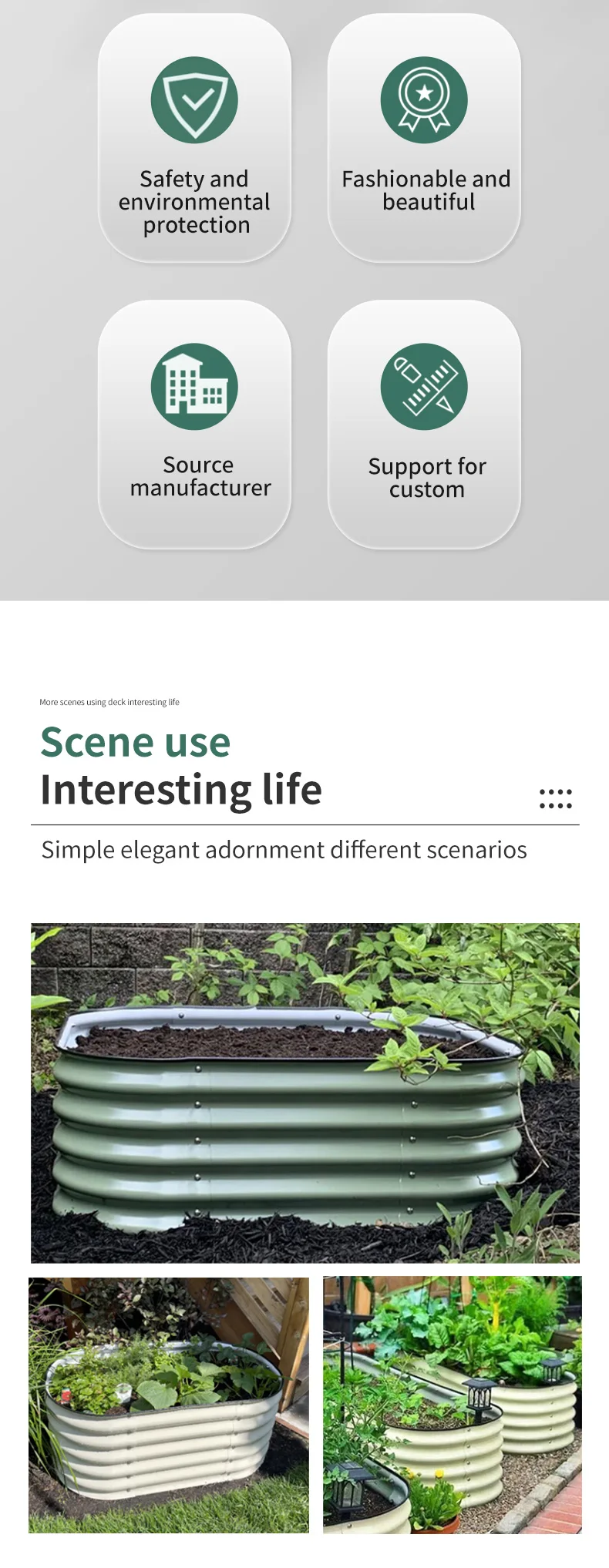 Durable Galvanized Metal Raised Garden Bed Kit for Vegetables