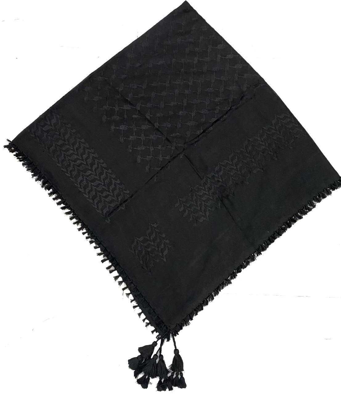 100% Cotton Shemagh Keffiyeh Arab Shemagh Scarf Black self woven design ...