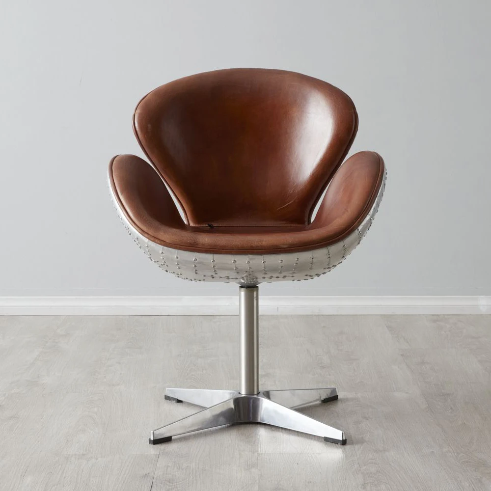 Aviation Arne Jacobsen Aluminium Spitfire Vintage Leather Chair