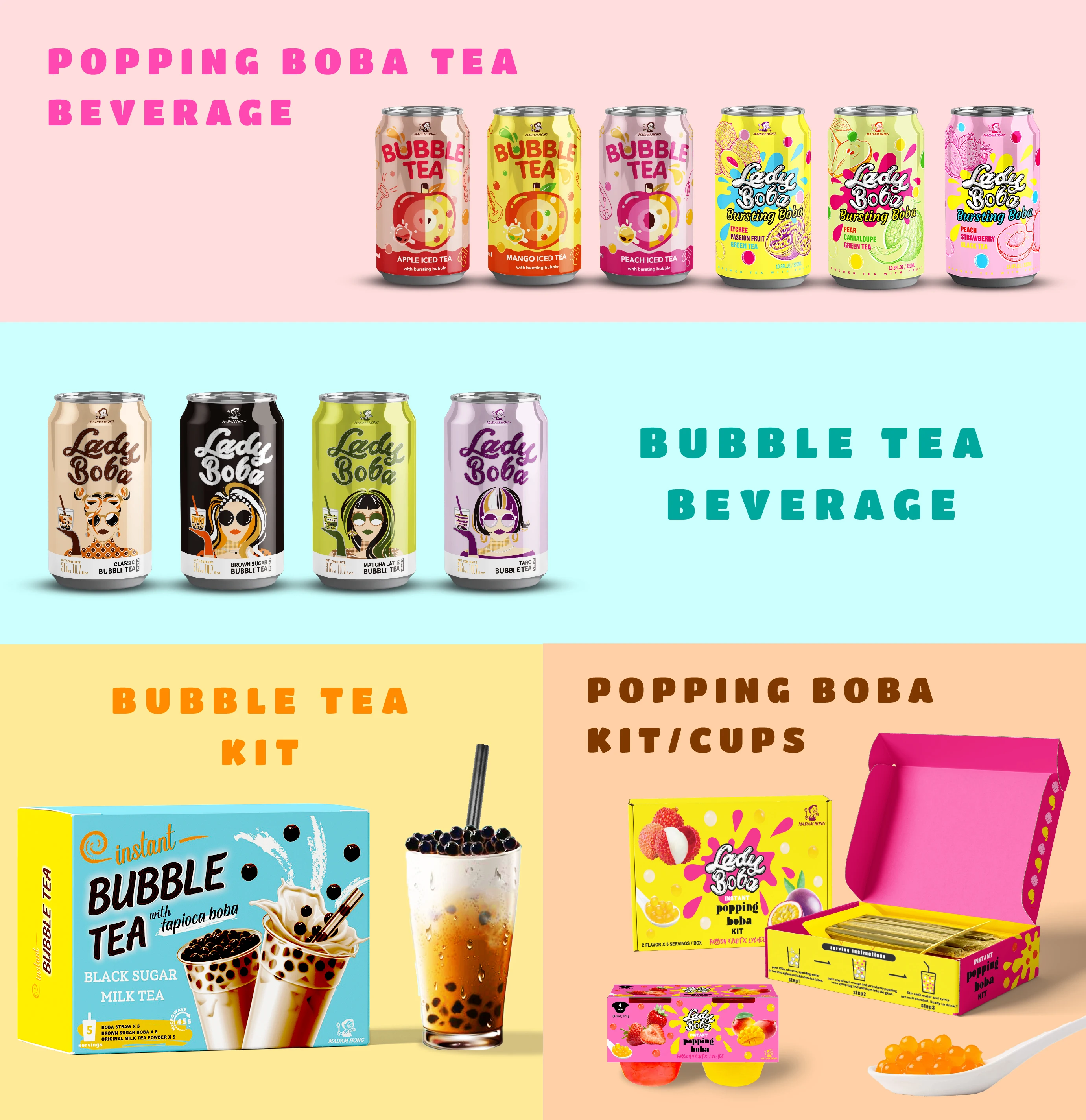 500ml Cantaloupe + Pear Bursting Boba Bubble Tea by Madam Hong