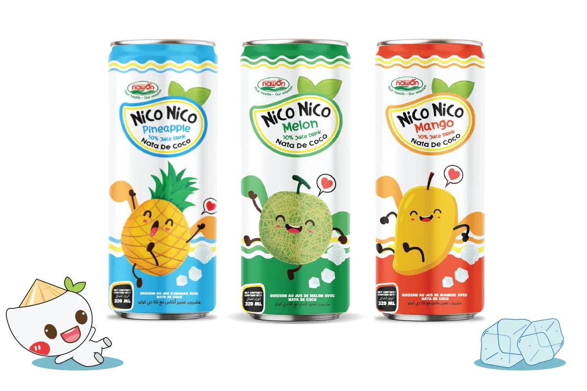 Nata De Coco Mango Juice Drink 30% Fruit Juice Packaged in 320ml Sleek ...