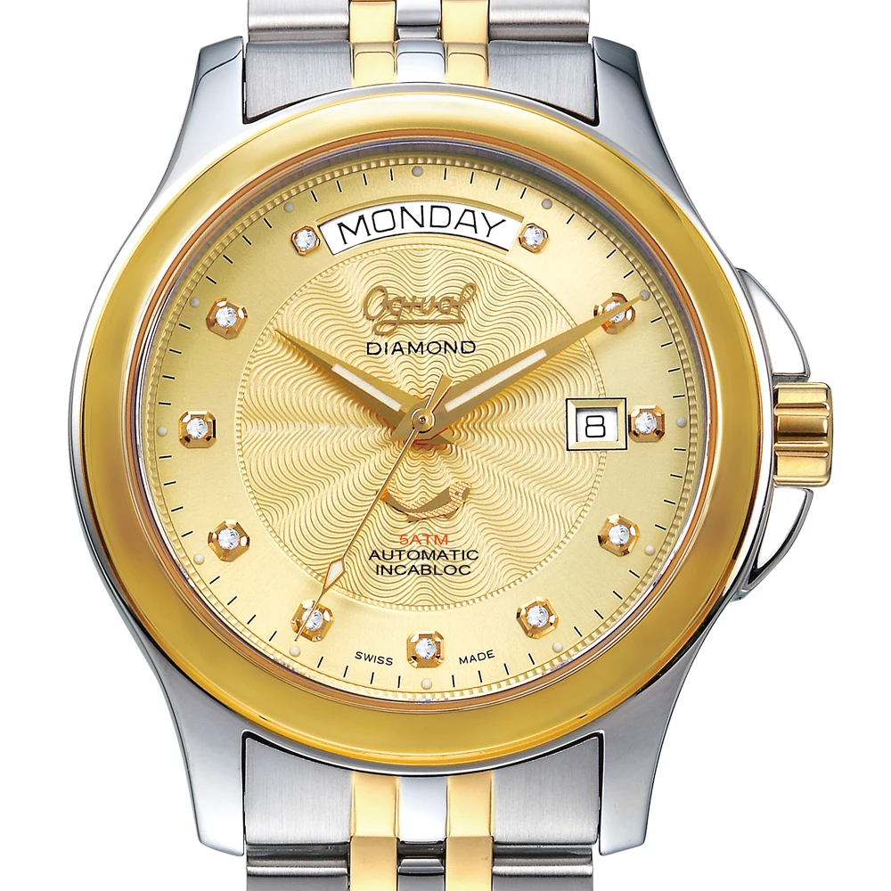 Luxury Gold Sliver Two-tone Color Design Sapphire Glass Mechanical ...