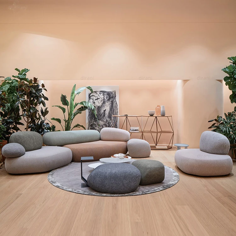 New Cobblestone Stone Nature Design Fabric Sofa Set Modular Sectional ...