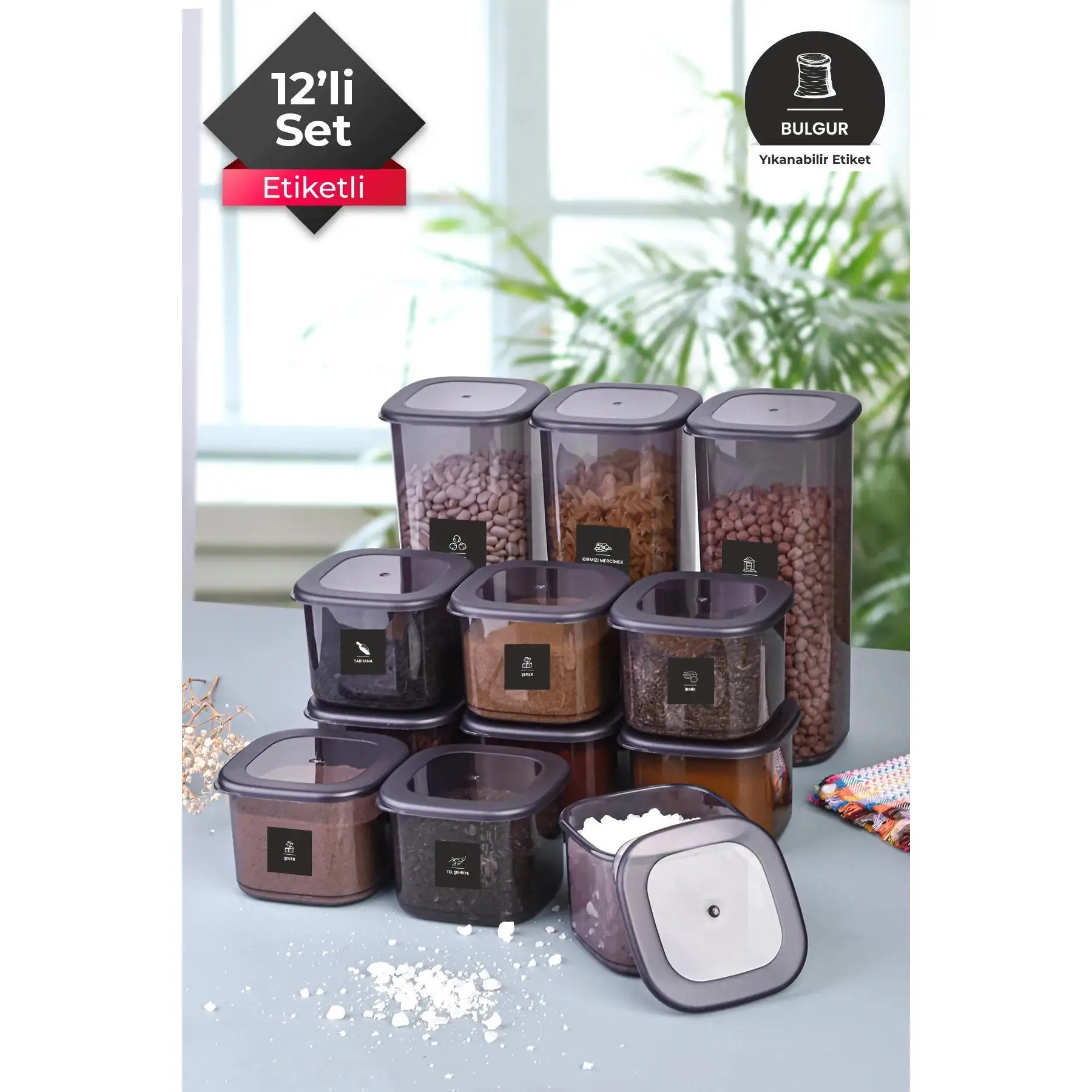 12 Pieces Storage Labeled Square Food Storage Container - Pulses ...