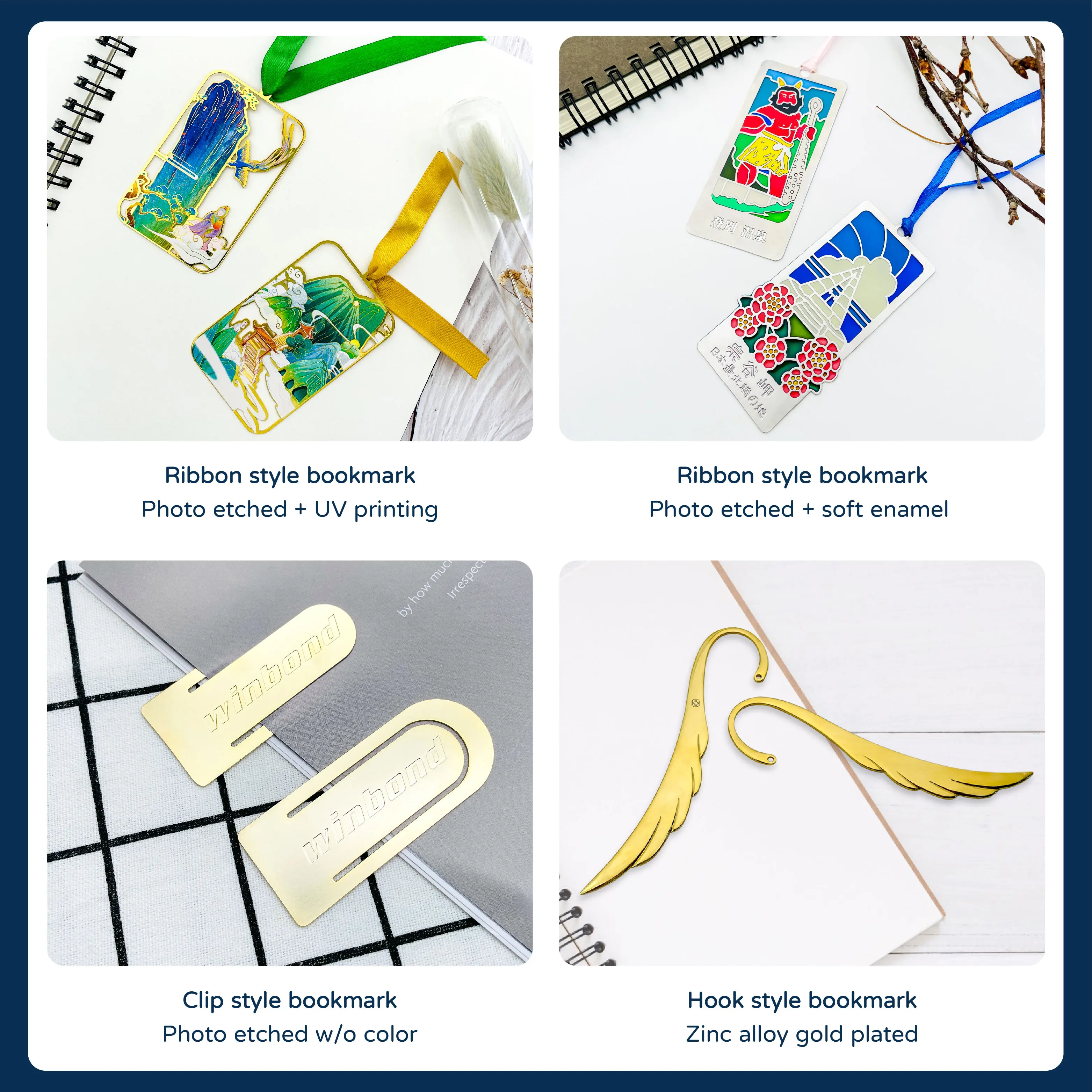 Custom Metal Stamping Bookmarks With Silk Screen Printing - Oem