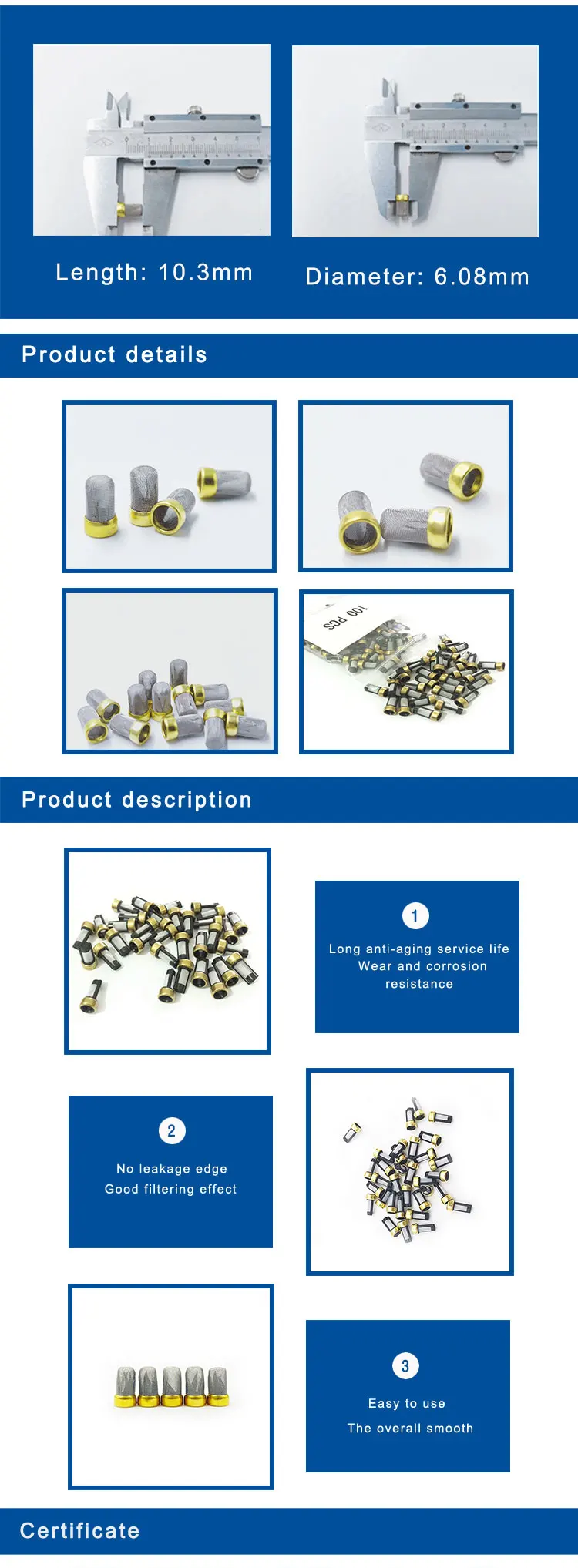 10mm Micro Basket Gasoline Injector Filter Universal Plastic Fuel ...