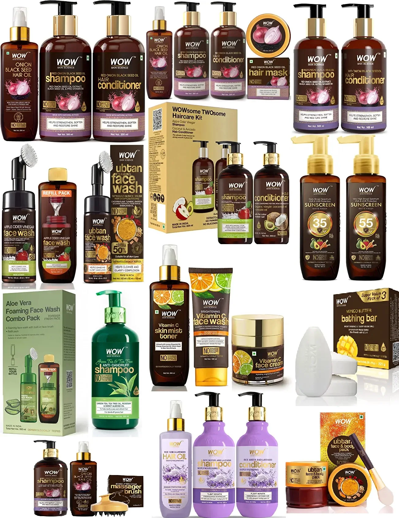 WOW SKIN SCIENCE Skin Hair and Body Care Range Combo Gift Sets for ...