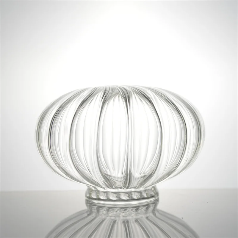 Pendant Lighting Shade Hand Blown Clear Glass Lamp Shade With Ribs ...