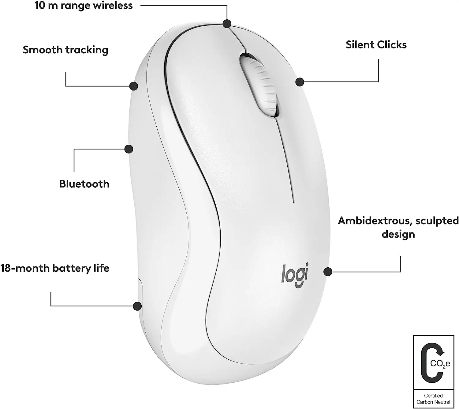 Logitech M240 Optical Portable Compact Silent Wireless Bluetooth Mouse ...