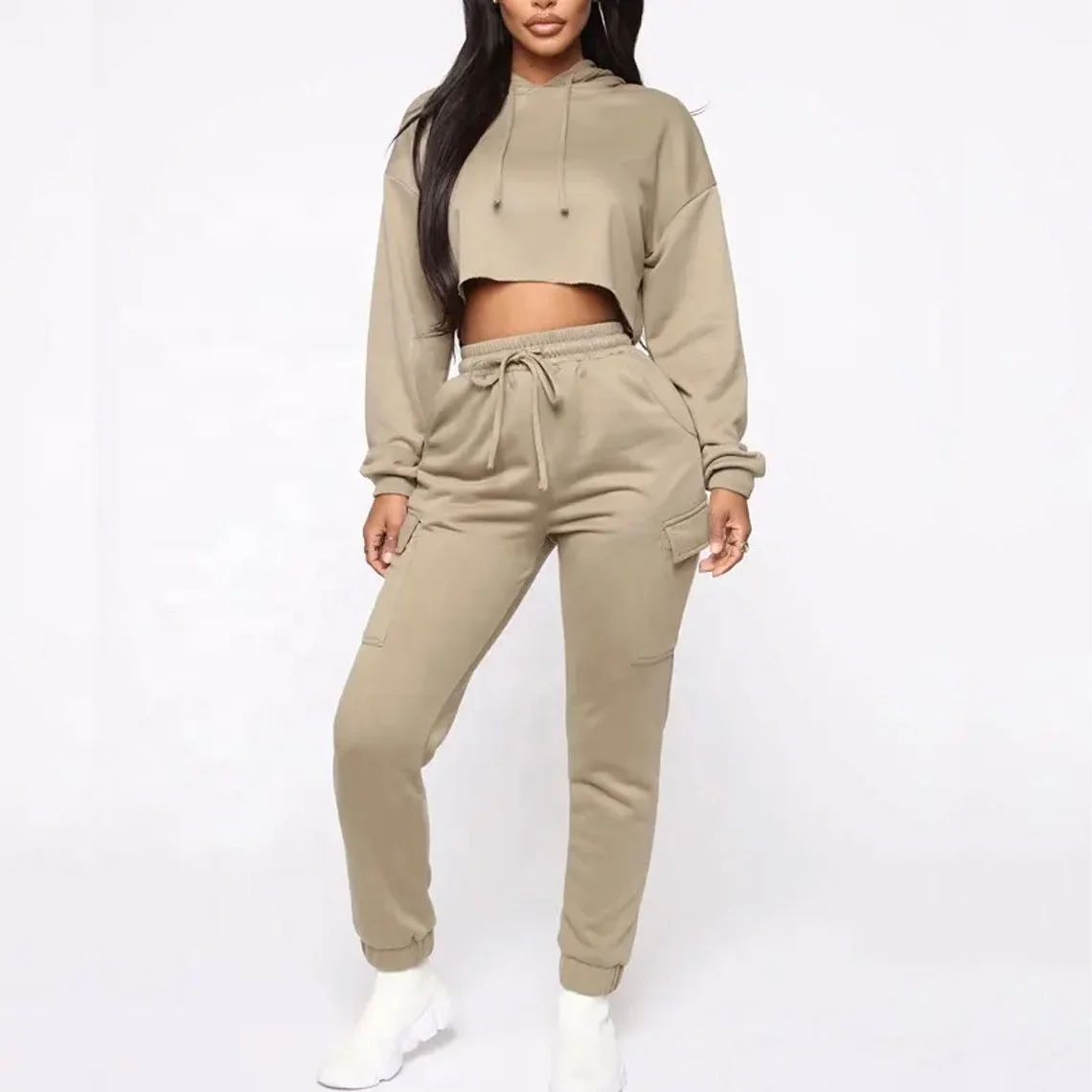 2023 New Fashion Winter Women 2 Piece Causal Women Tracksuit Cotton ...