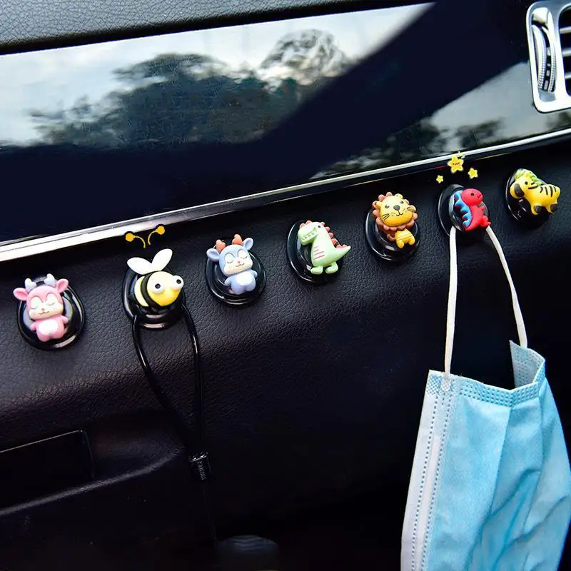 Car Mini Cartoon Hooks Cute Animal Decoration Automobile Interior ...