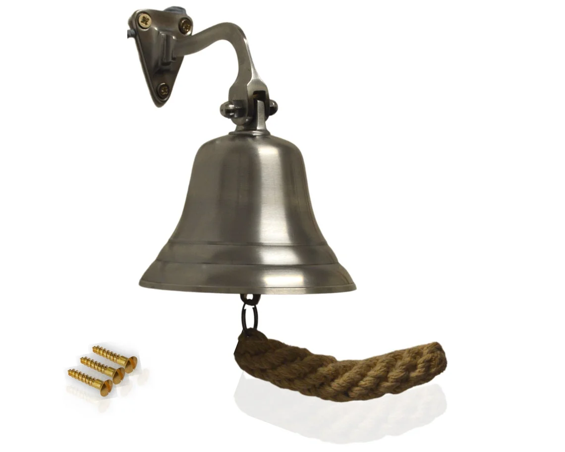 Antique Vintage Solid Brass Ship Bell Wall Mounted Hanging Home Decor Hotels Schools Churches ...